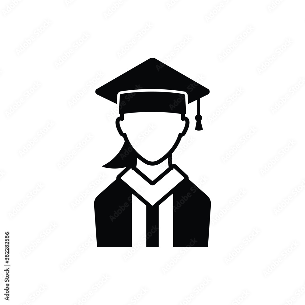 Graduated woman icon vector isolated on white, logo sign and symbol ...
