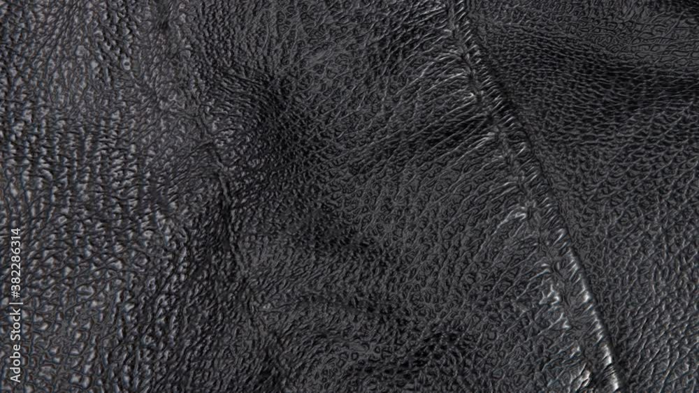 animated black leather background. a piece of black leather with folds ...