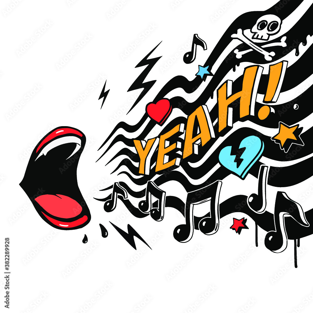 Cartoon mouth loud help. Scream, shout cry. Isolated vector ...