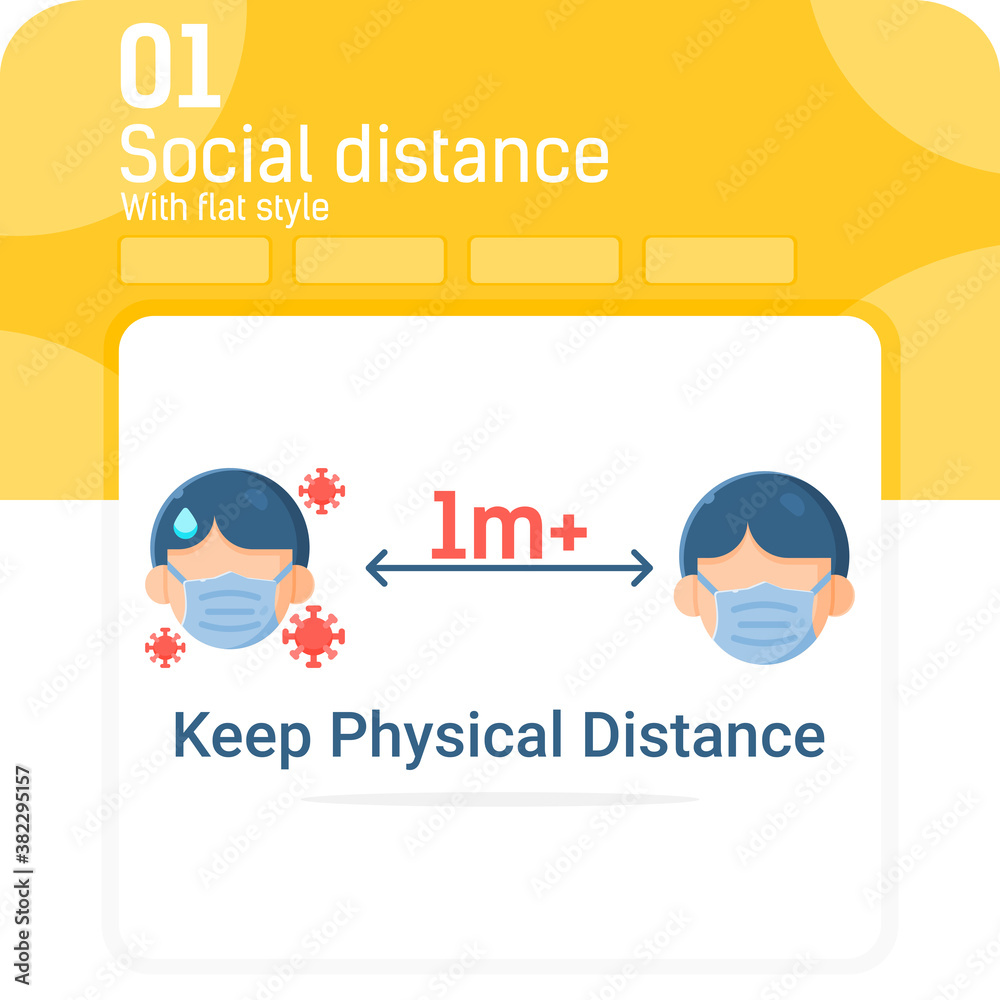 Social distance premiun icon with flat style isolated on white ...