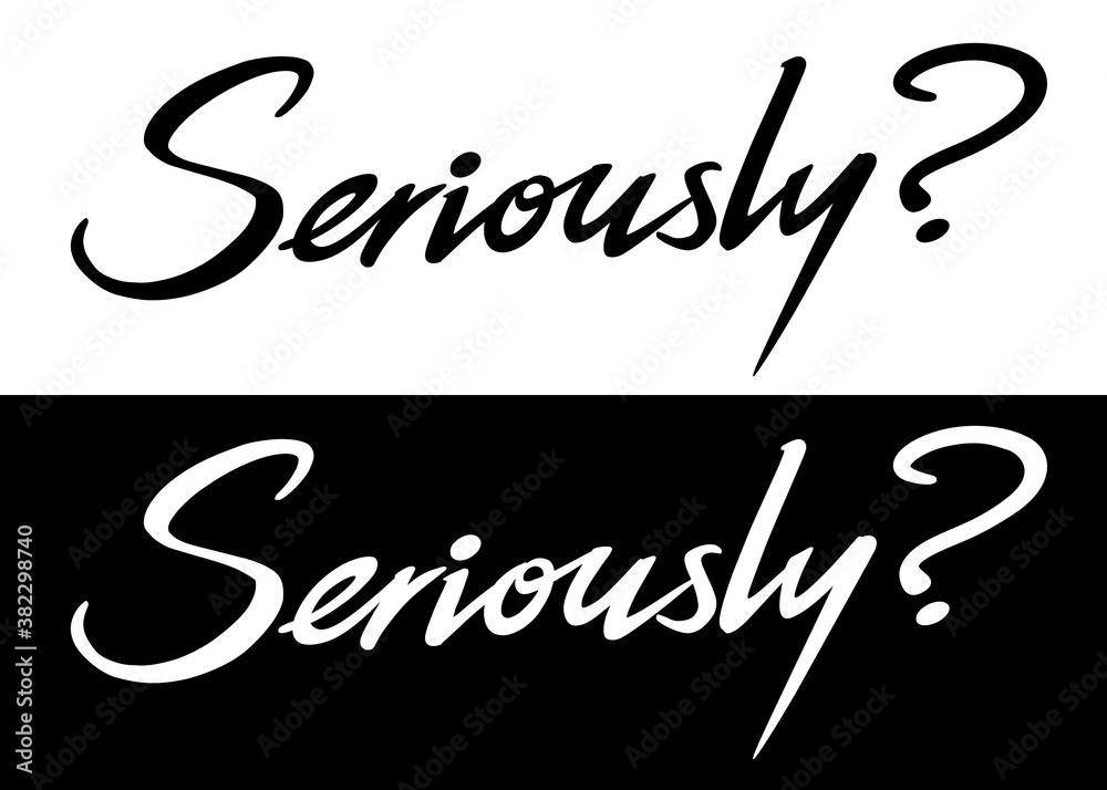 Seriously. Set of 2 word designs in calligraphy script hand lettering ...