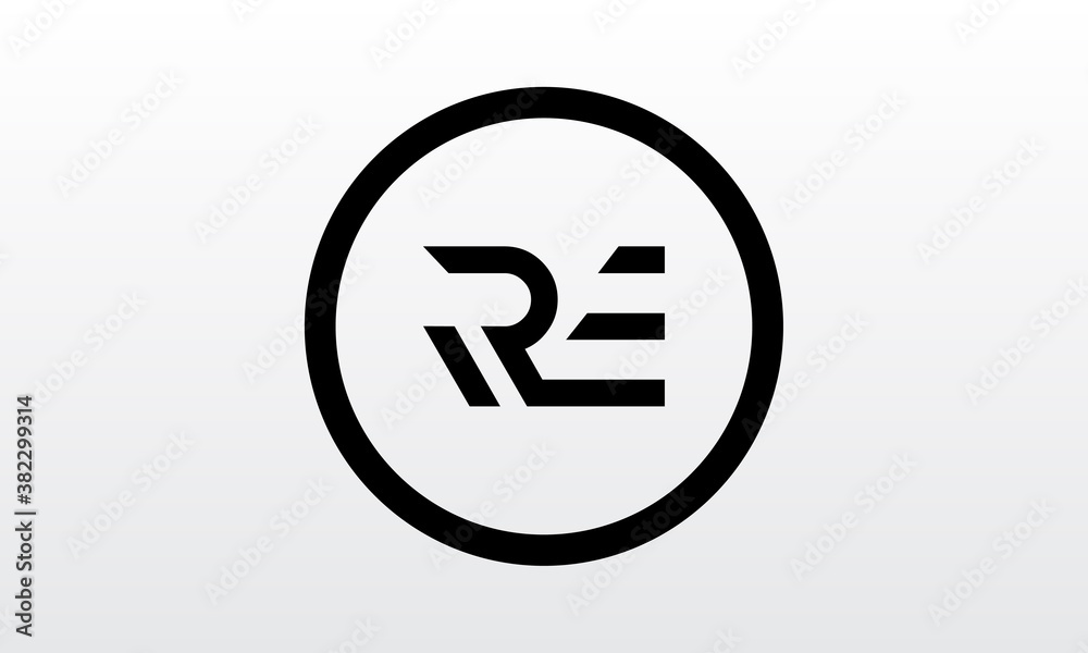 Initial re letter logo with creative modern business typography vector ...