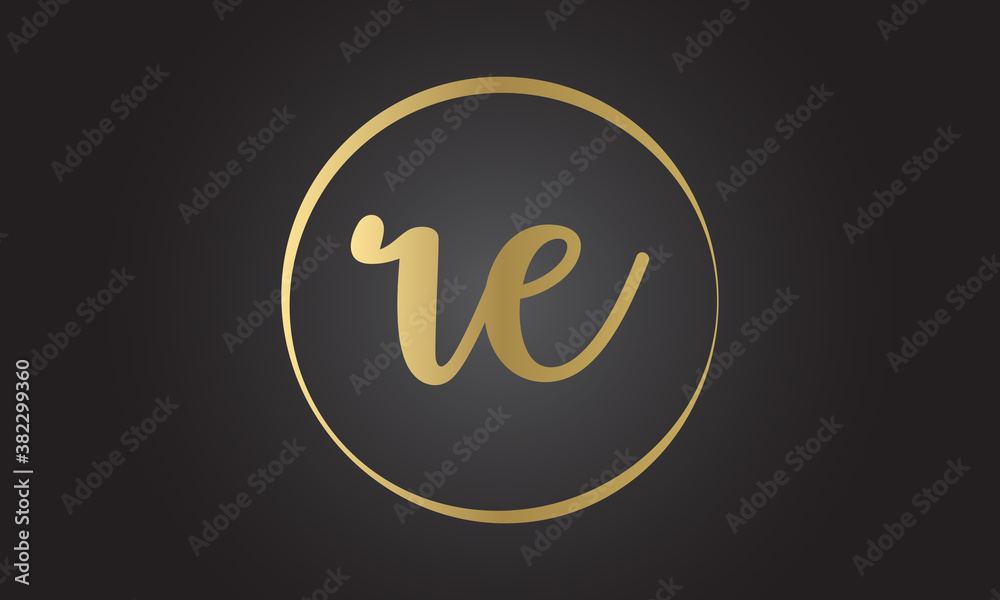 Initial re letter logo with creative modern business typography vector ...