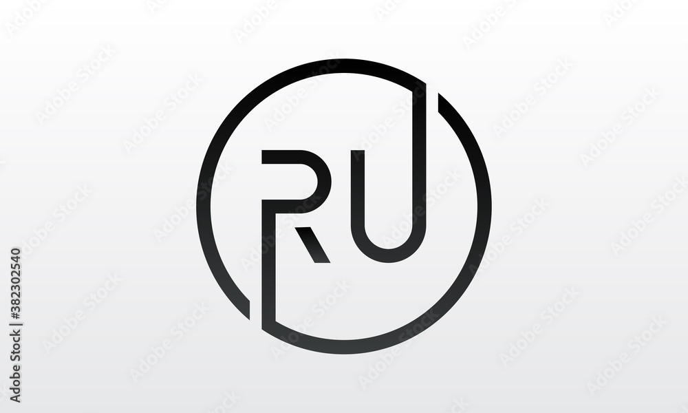 Initial ru letter logo with creative modern business typography vector ...