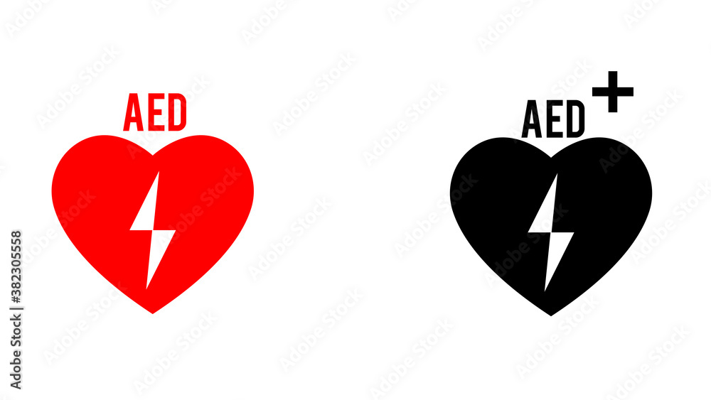 AED Emergency defibrillator AED icon icons Medical logo Stock ...