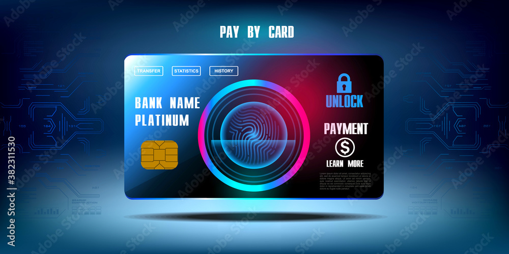 Credit card on futuristic cyber background. Business concept. Online ...
