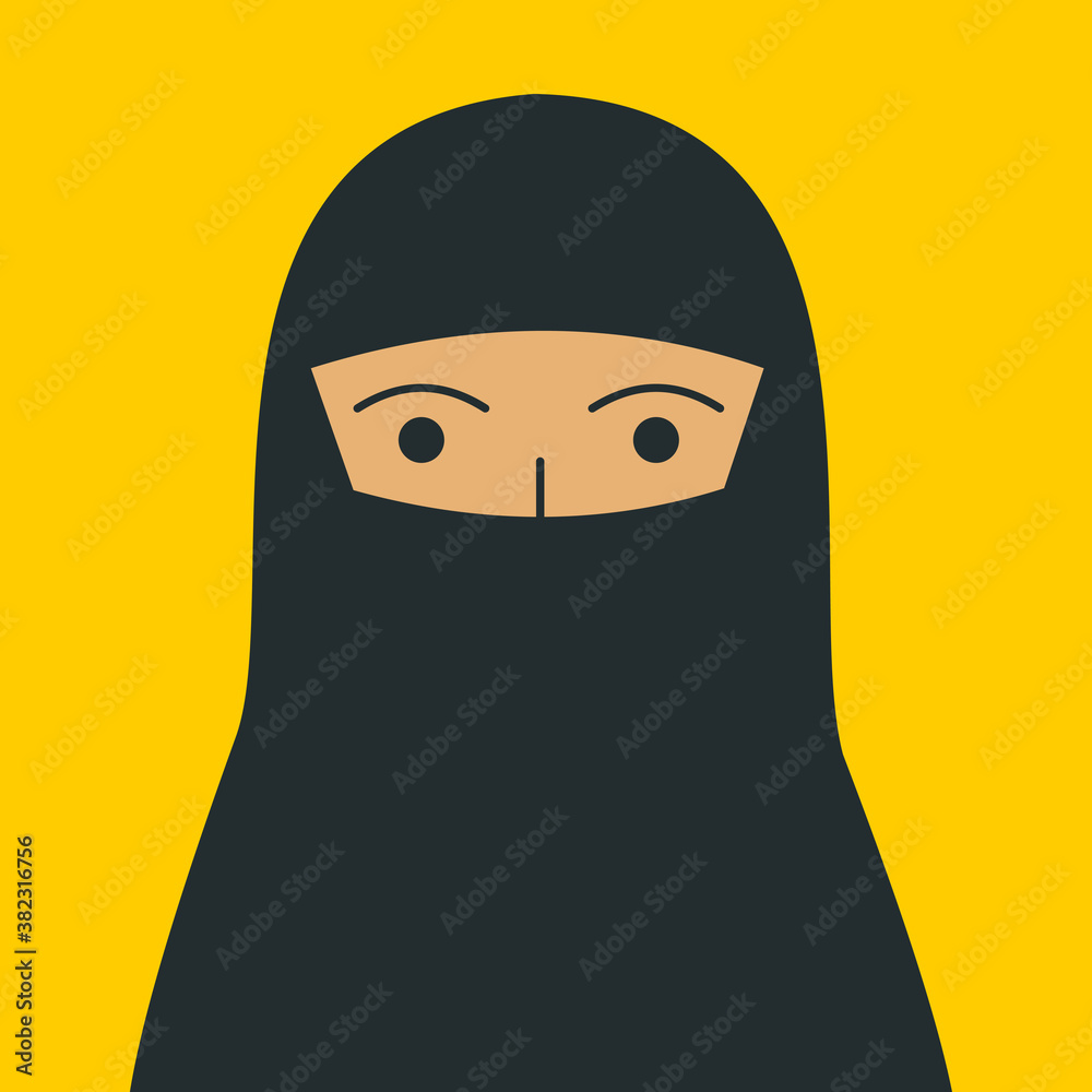 Flat color muslim women portrait. Young girl Arab ethnicity face avatar ...