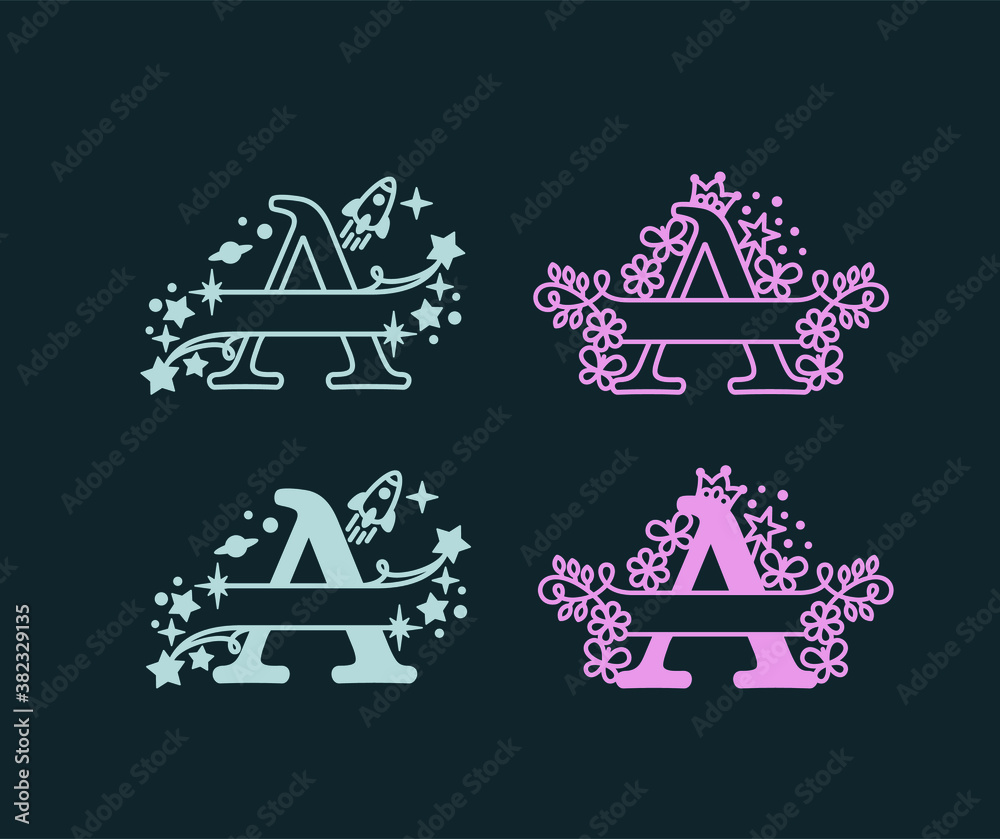 Alphabet Split Monograms. Baby name monogram. Split Letter Monogram ...