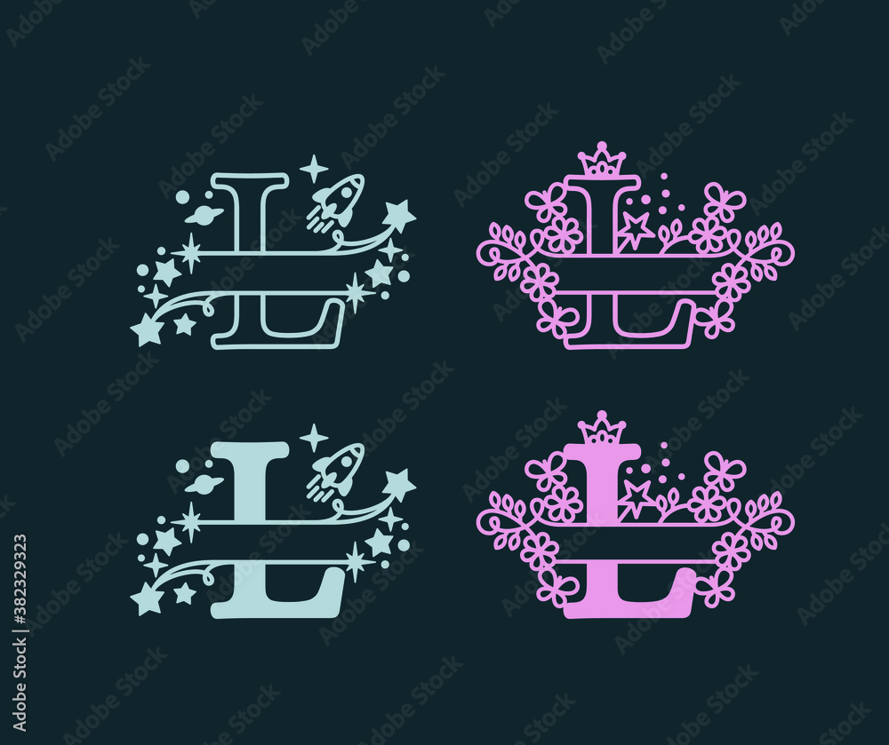 Alphabet Split Monograms. Baby name monogram. Split Letter Monogram ...