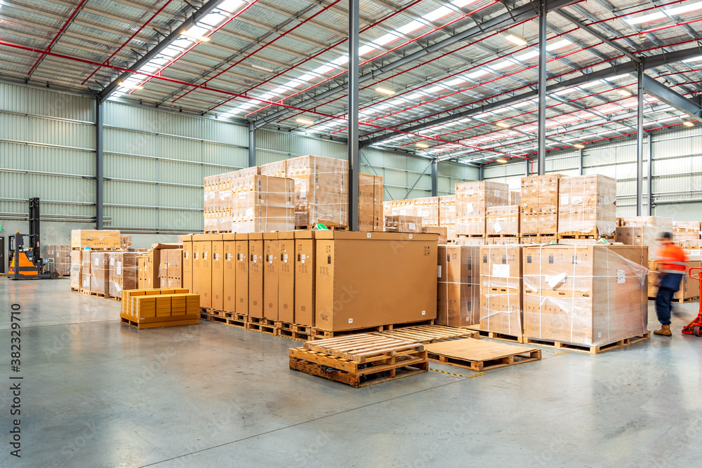Interior of logistics warehouse. Stock Photo | Adobe Stock