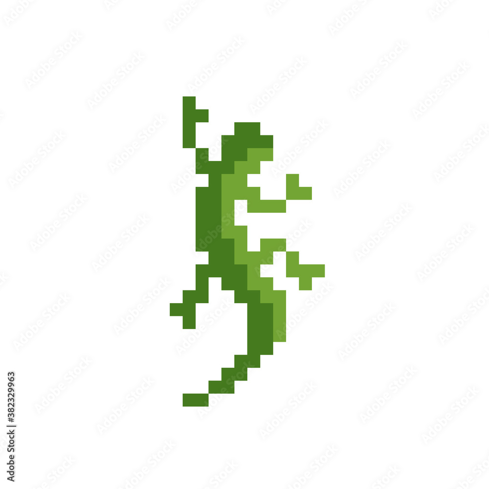 8 bit pixel gecko image. Lizard animal in Pixel art vector illustration ...
