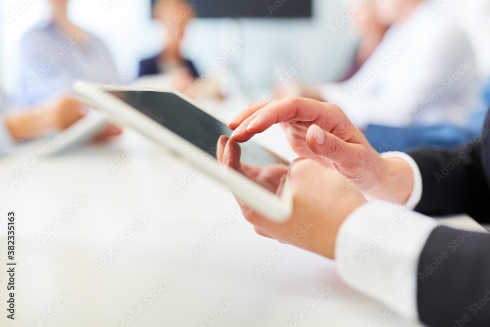 Hand of business man operating touch screen Stock Photo | Adobe Stock