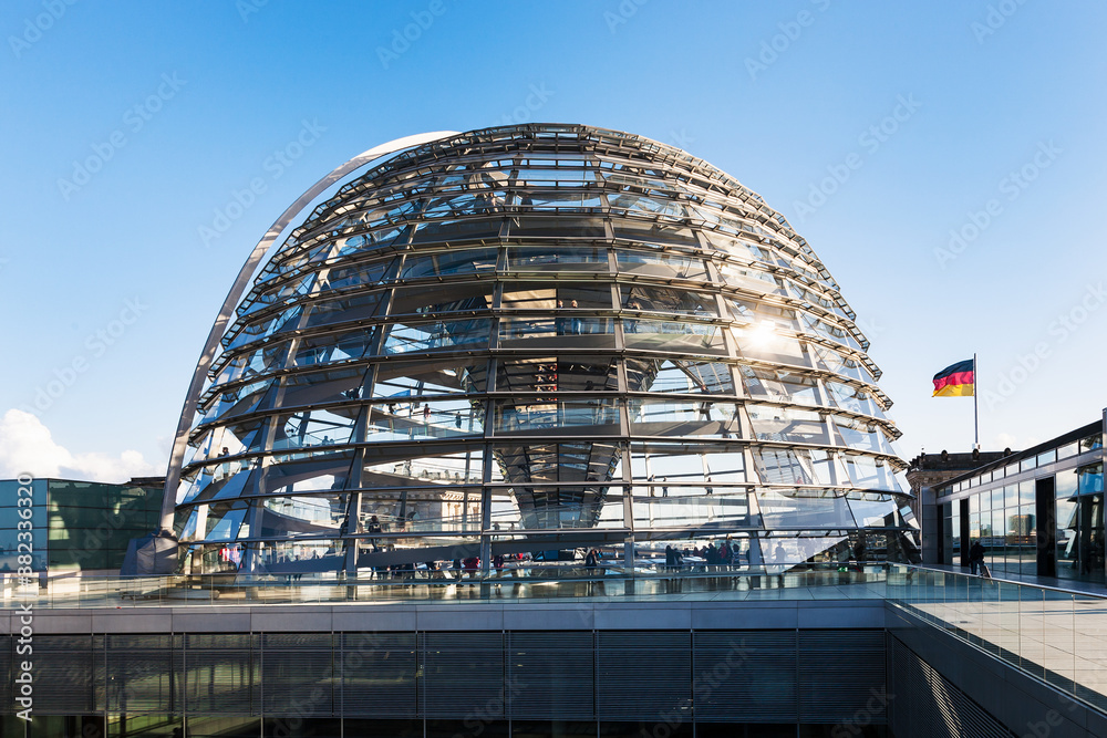 BERLIN, GERMANY - SEPTEMBER 13, 2017: glass Dome on roof of Reichstag ...