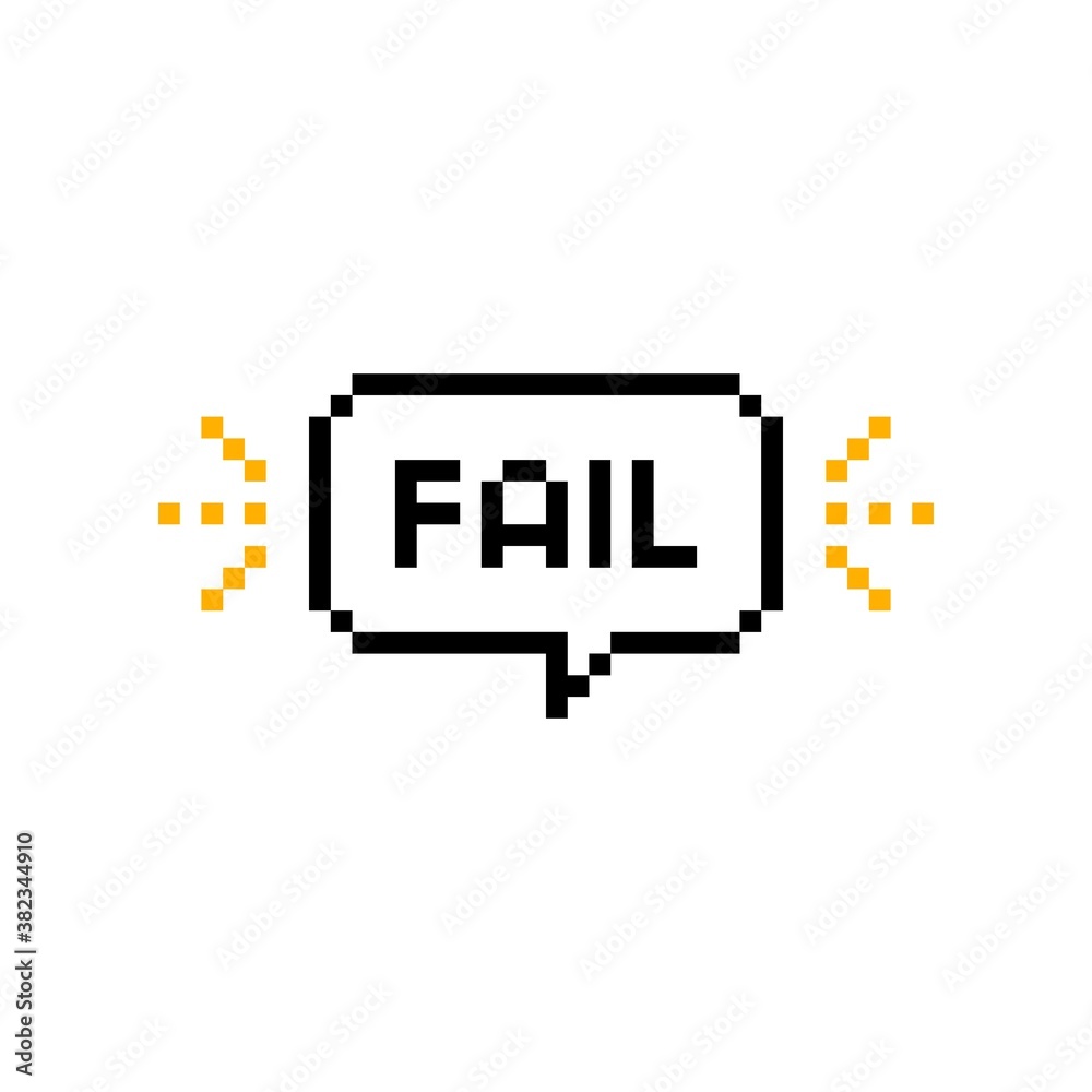 Pixel Art 8 bit Speech Bubble Saying Fail Icon Editable Isolated