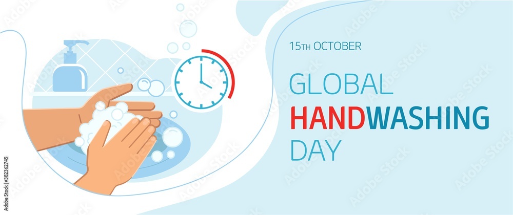 Global handwashing day - October 15th - horizontal banner template ...