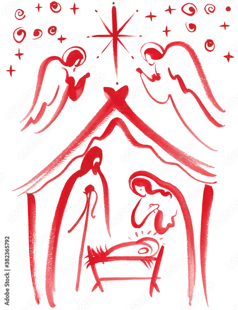 Nativity of Jesus Christ, nativity scene, baby in a manger, Mary and ...