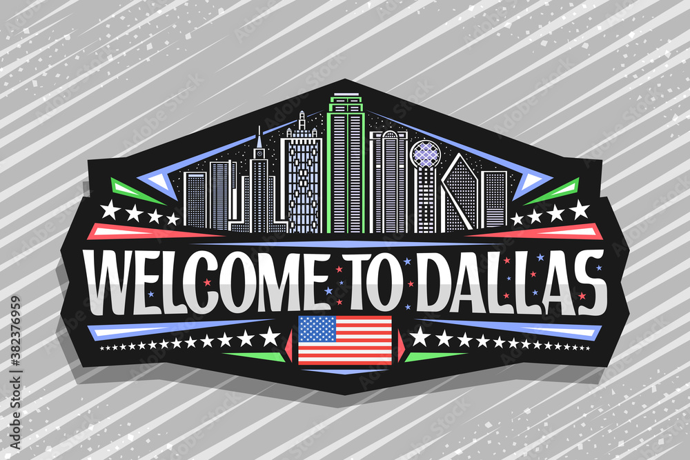 Vector logo for Dallas, black decorative badge with line illustration ...