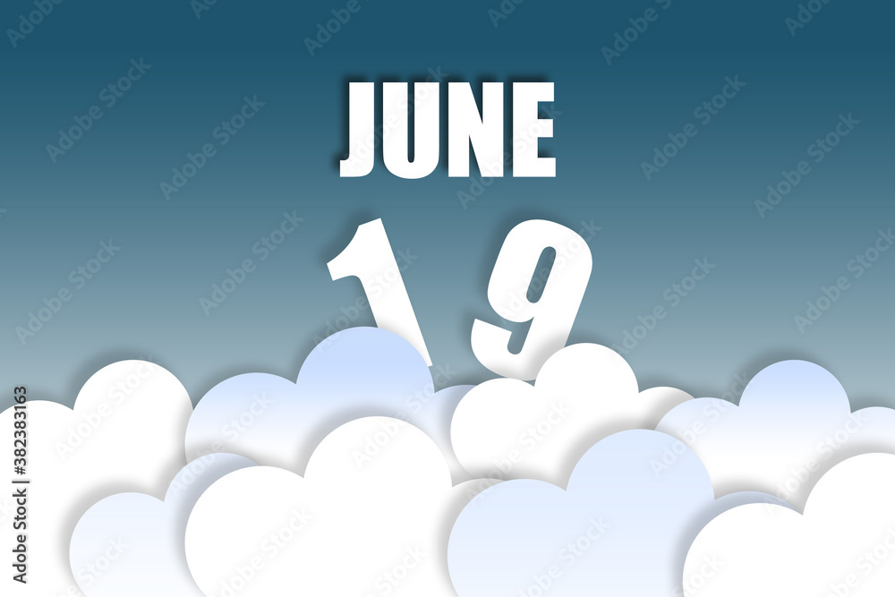 june 19th. Day 19 of month,Month name and date floating in the air on ...
