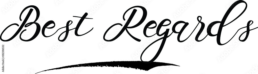Best Regards Calligraphy Handwritten Black Color Text On Yellow ...