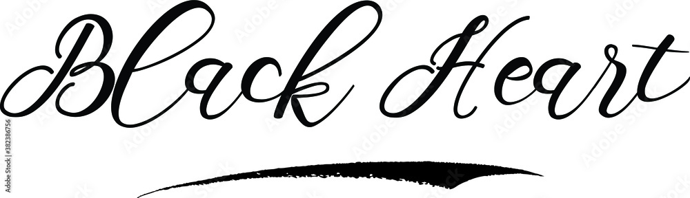 Black Heart Calligraphy Handwritten Black Color Text On Yellow ...