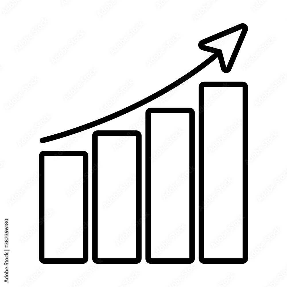 graphic bar chart with financial arrow up, line style Stock Vector ...