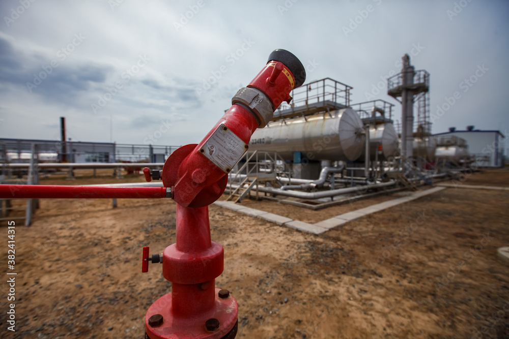 Oil refinery and gas processing plant. Special fire extinguisher ...