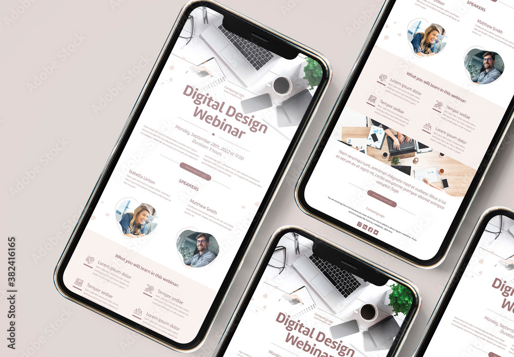 Webinar Invitation Email Newsletter with Brown Accents Stock Template ...