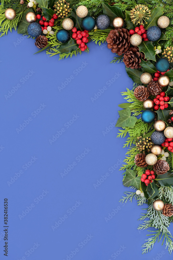 Blue Christmas Corner Border