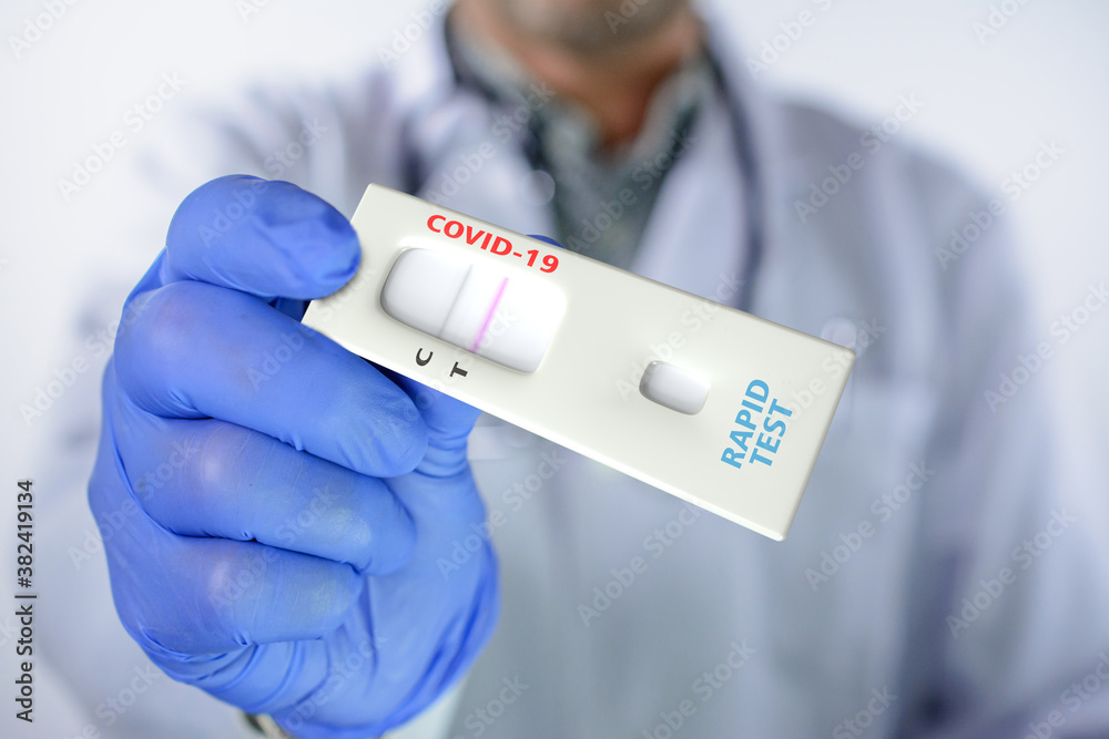Positive test result by using rapid test device for COVID-19 Stock ...