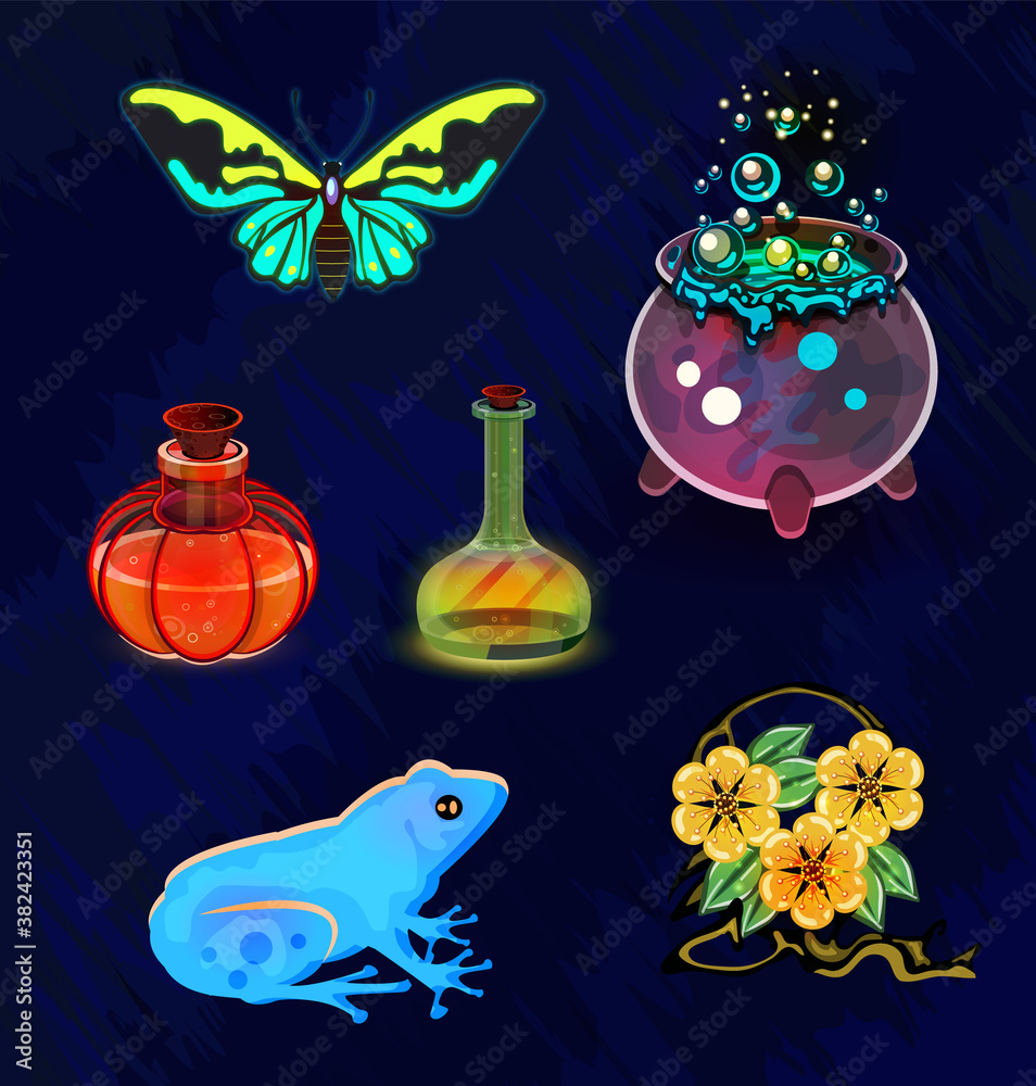 vector set. isolated objects for a desktop or mobile game. fantasy ...