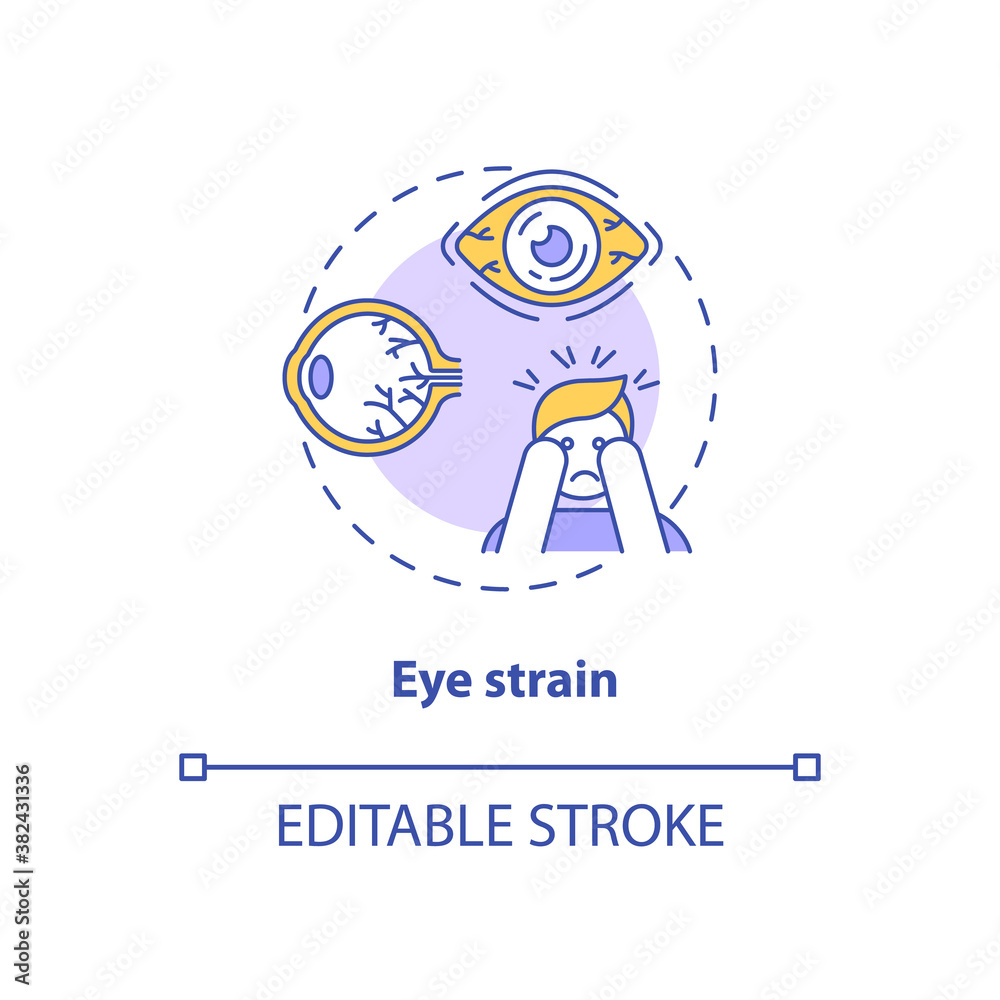 Eye strain concept icon. Screen addiction symptom idea thin line ...