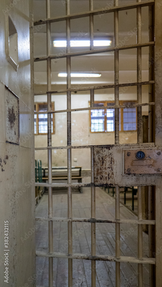 Prison's windows of metal door protect prisoner from inside to escape ...