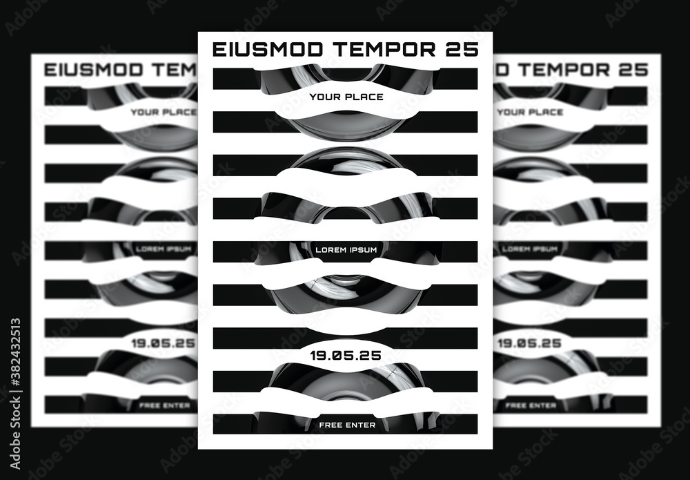 Modern Black and White Striped Design Poster Layout Stock Template ...