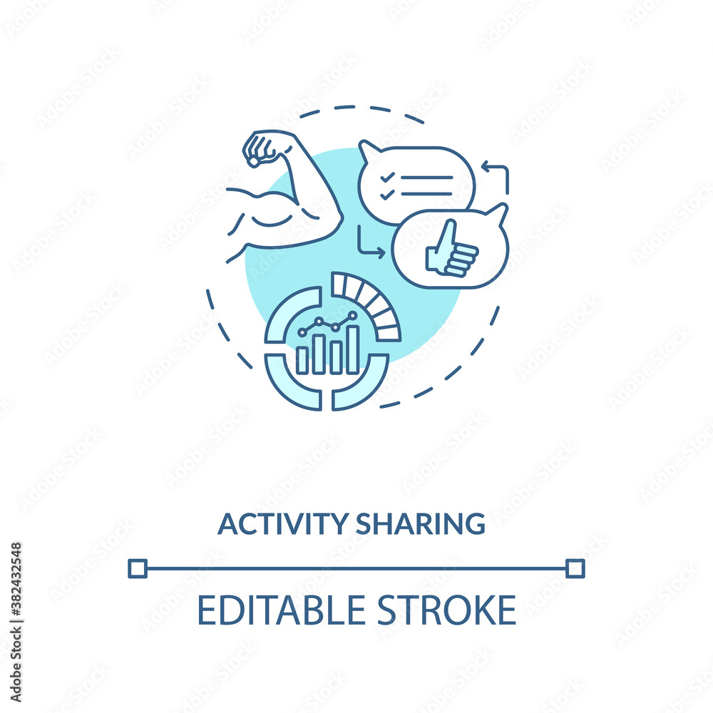 Activity sharing concept icon. Device capability idea thin line ...