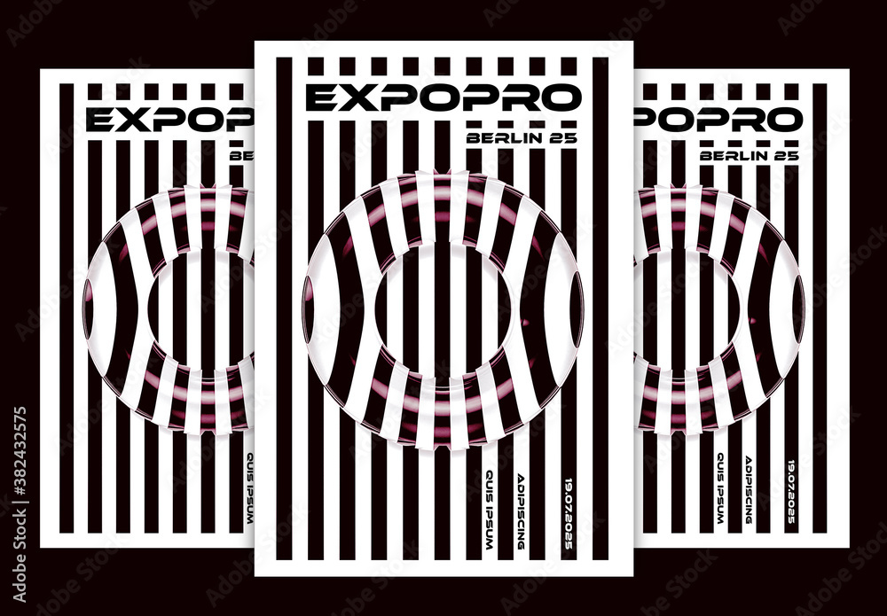 Abstract Black and White Striped Event Poster Layout Stock Template ...