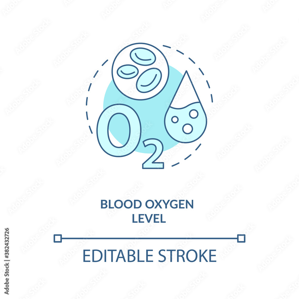 Blood oxygen level concept icon. Wearable technology feature idea thin ...