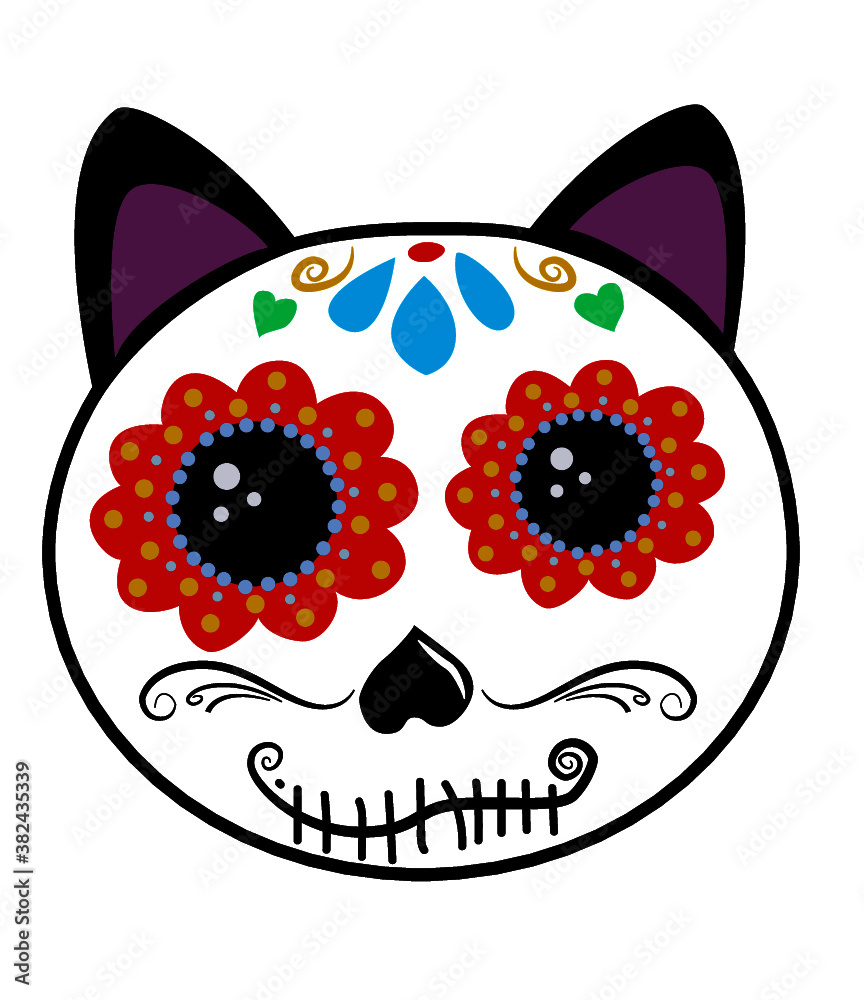 Gato Día de Muertos Stock Vector | Adobe Stock