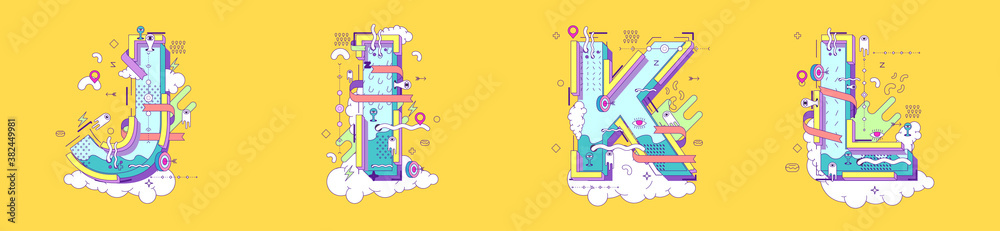 Cartoon ABCD letters. Vector illustration. Stock Vector | Adobe Stock