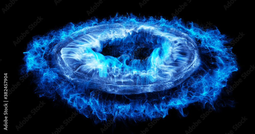 Abstract Portal Ring, Blue energy surge. Energy force fields Tunnel ...