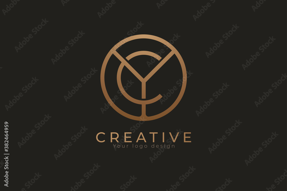 Abstract initial letter C and Y logo,circle line and letter CY ...