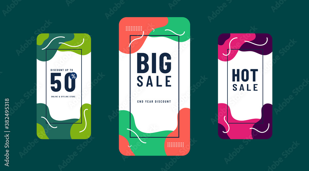 Vector Illustration Stories Template Set For Social Media. Modern ...