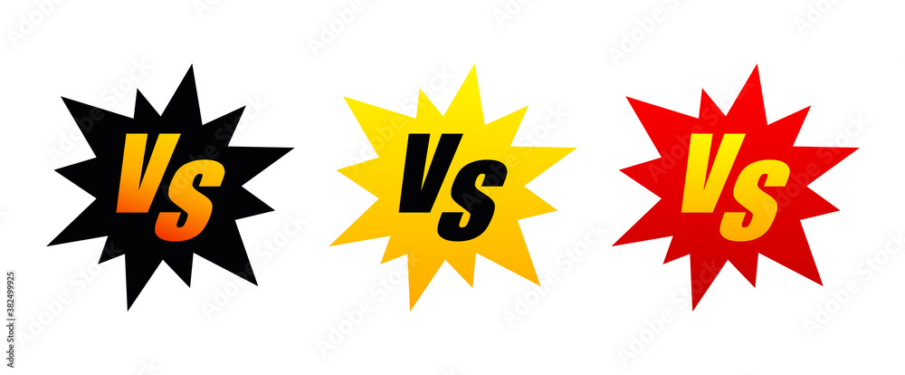 VS letters. Versus sign. Fight competition. Battle vs match. Game match ...