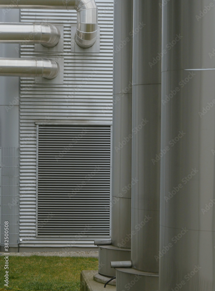 Biggest tubes for bio gas at the power plant Stock Photo | Adobe Stock