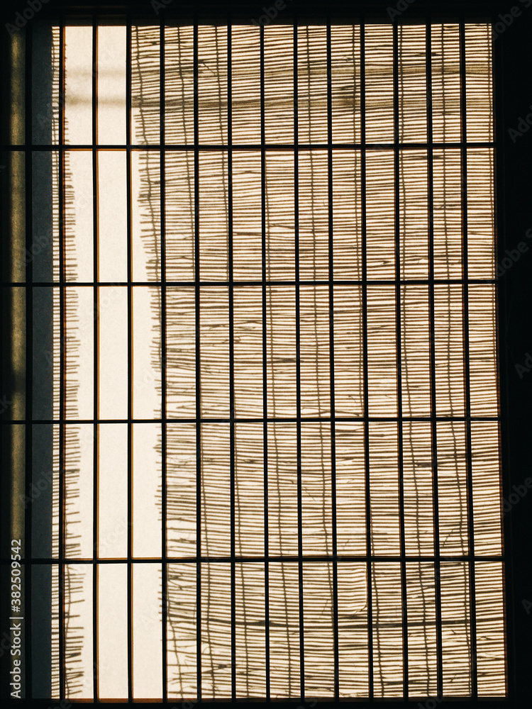 Shadow of Bamboo Curtain on Japanese Paper Window Stock Photo | Adobe Stock