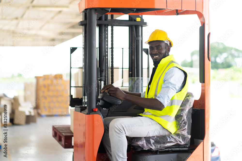 Warehouse man worker driver forklift. warehouse worker driver stacking ...