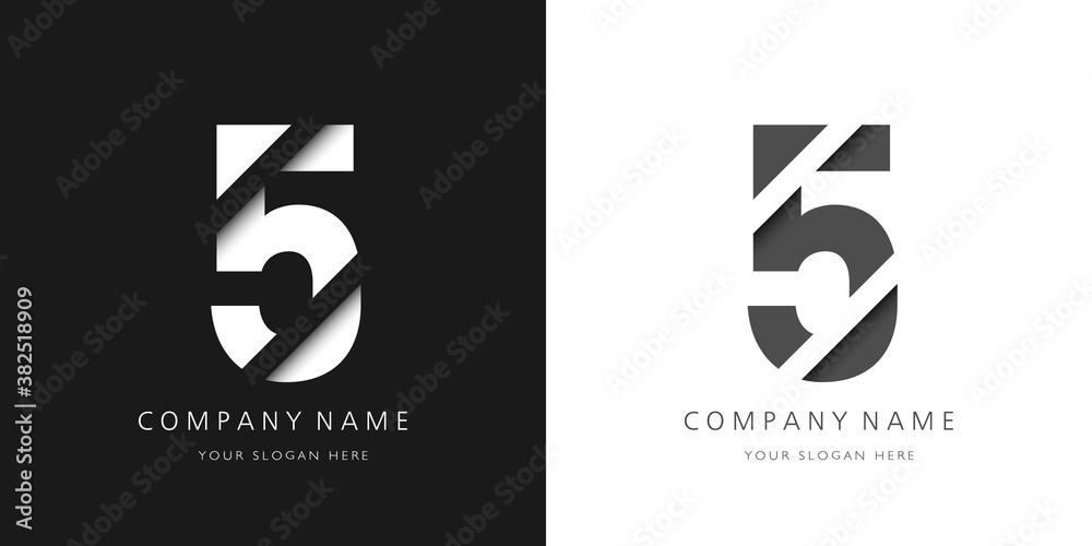 five number modern logo broken design Stock Vector | Adobe Stock