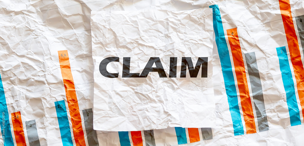 CLAIM word text on the white memo note crupled sticker on chart ...