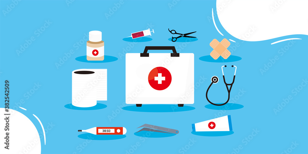 First aid kit supply emergency medical products realistic, healthy care ...