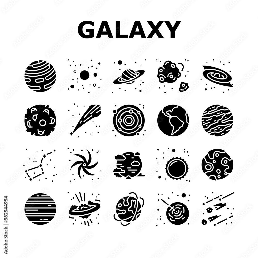 Galaxy System Space Collection Icons Set Vector. Milky Way Galaxy ...
