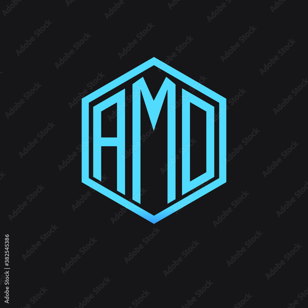 AMD letter icon design on black background. Creative letter AMD/A M D ...